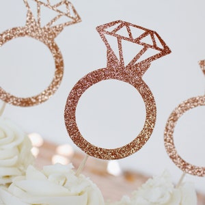 Ring Cupcake Topper, Rose Gold, Bridal Shower Cupcake Toppers ...