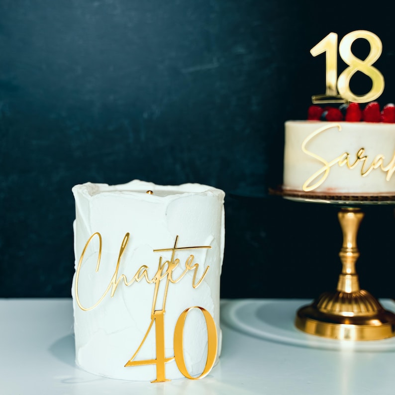 40th Birthday Cake Topper: Mirrored Acrylic Chapter 40 Charm - Etsy
