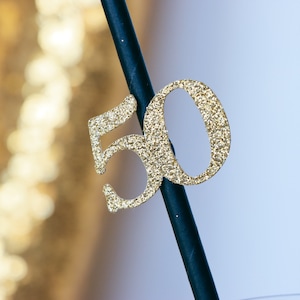 50th Birthday Party Straws: Gold Glitter Decorations, Set of 10 - Etsy
