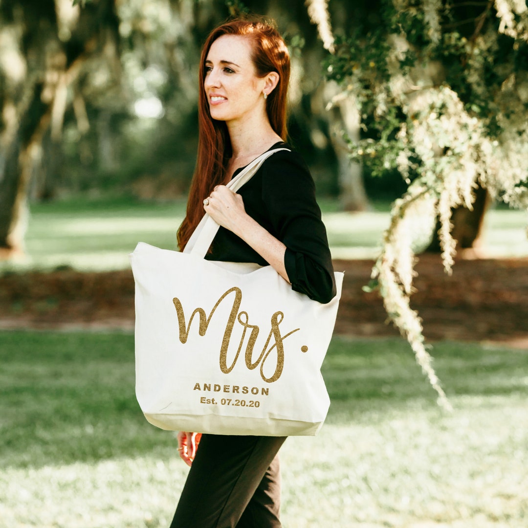 Mrs. Tote Bag With Zipper, Bride Tote Bag With Zipper, Bride to Be Tote ...