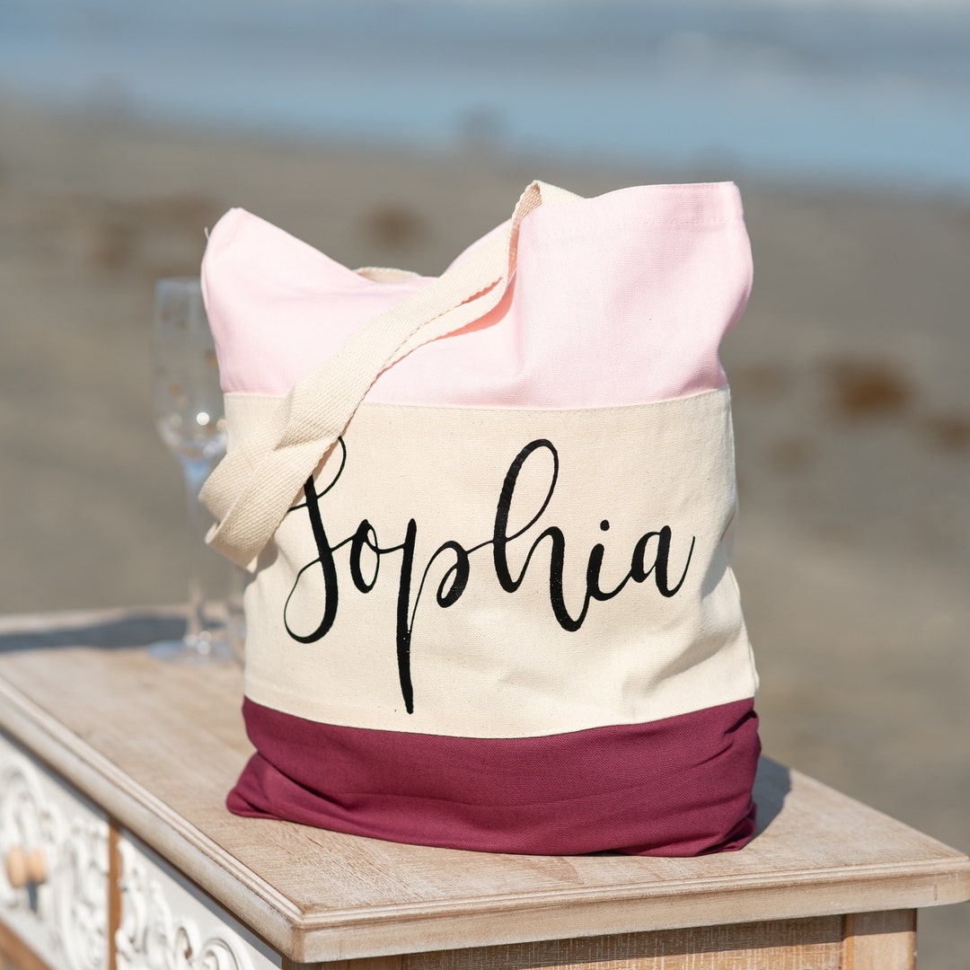Personalized Tri Color Tote Bag, Wedding Party Gifts, Gift for ...