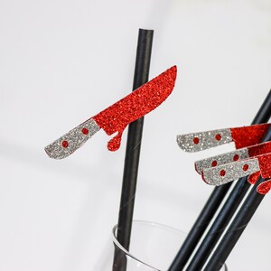 Spooky Bloody Knife Paper Straws: Halloween Horror Movie Party Decor - Etsy