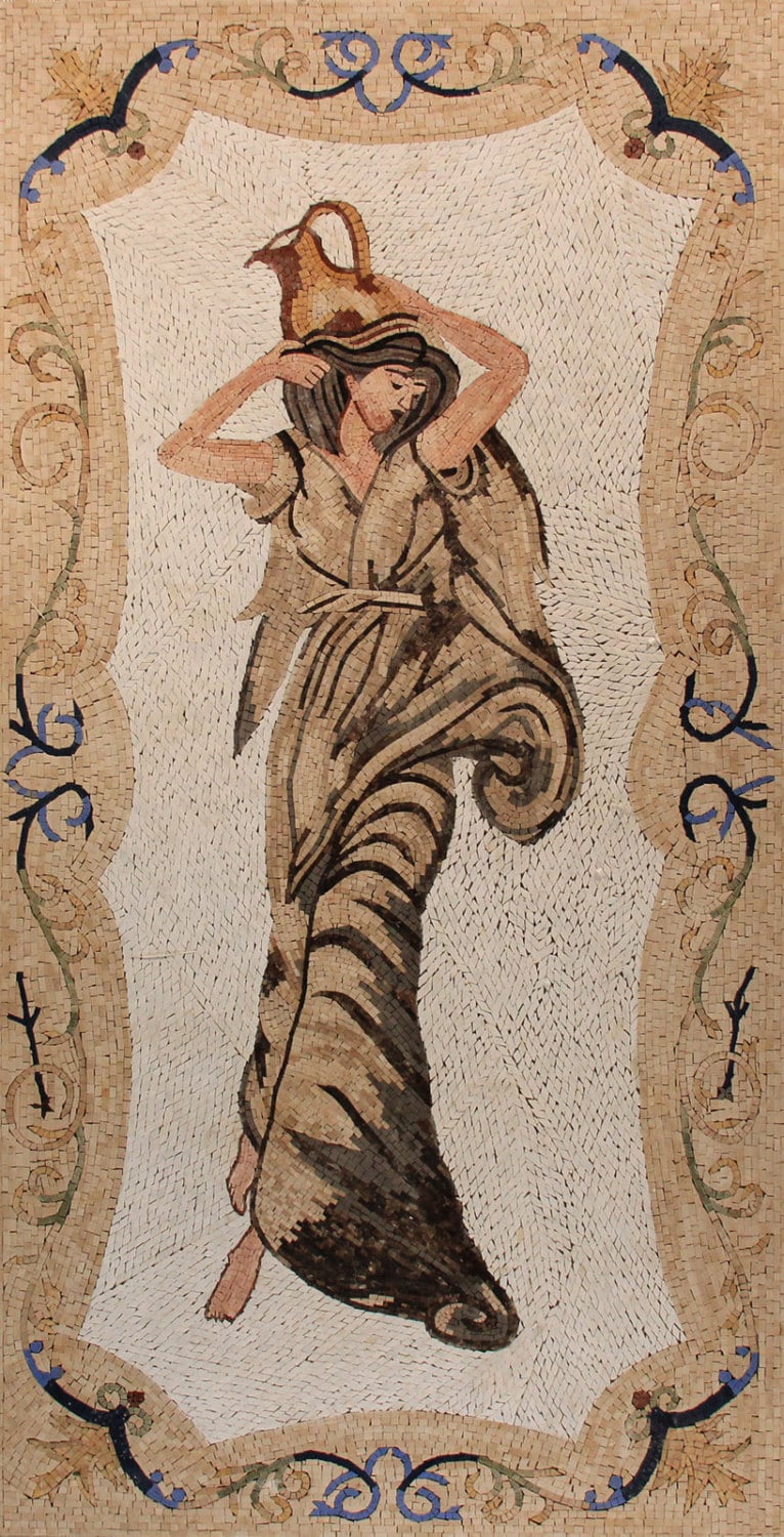 Beautiful Lady Holding Jar Inlay Art Interior Decor Marble - Etsy