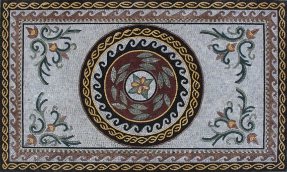 Classic Framed Ancient Roman Rug 69x41 Marble | Etsy