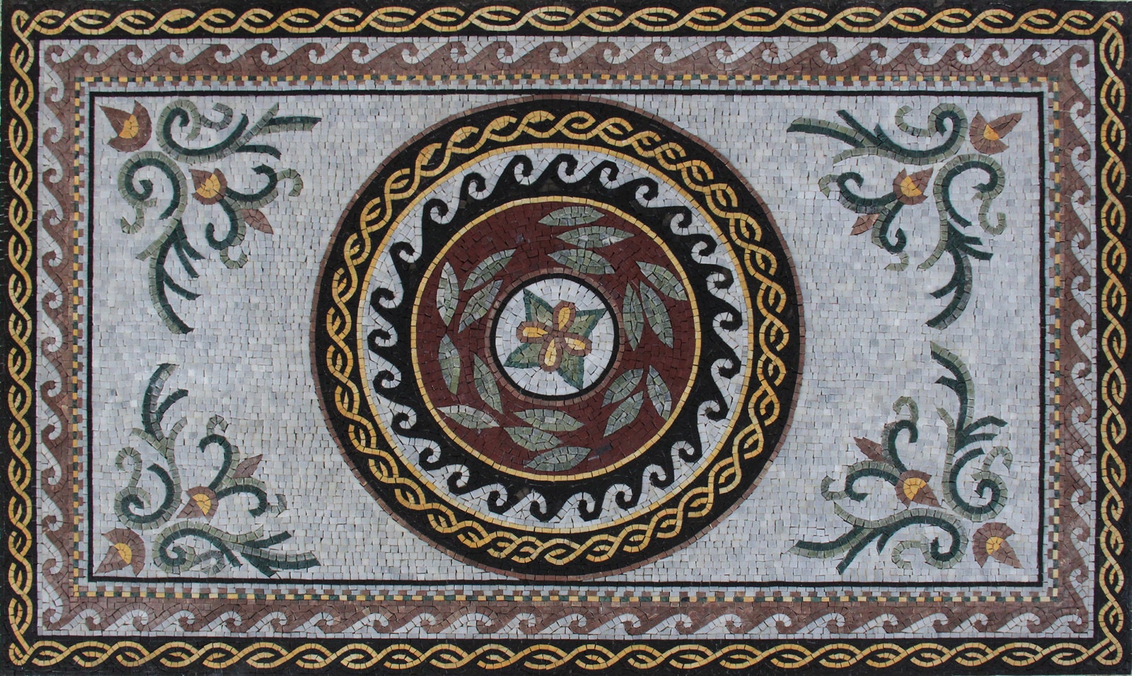 Classic Framed Ancient Roman Rug 69x41 Marble Mosaic CR1291 - Etsy