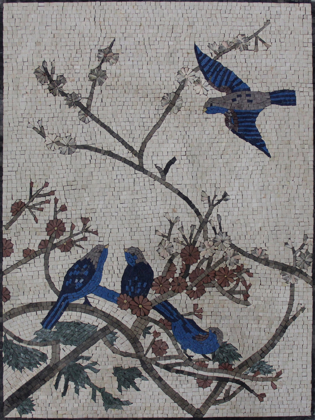 Beautiful Birds on Floral Tree Branch Home Decor Marble Mosaic - Etsy