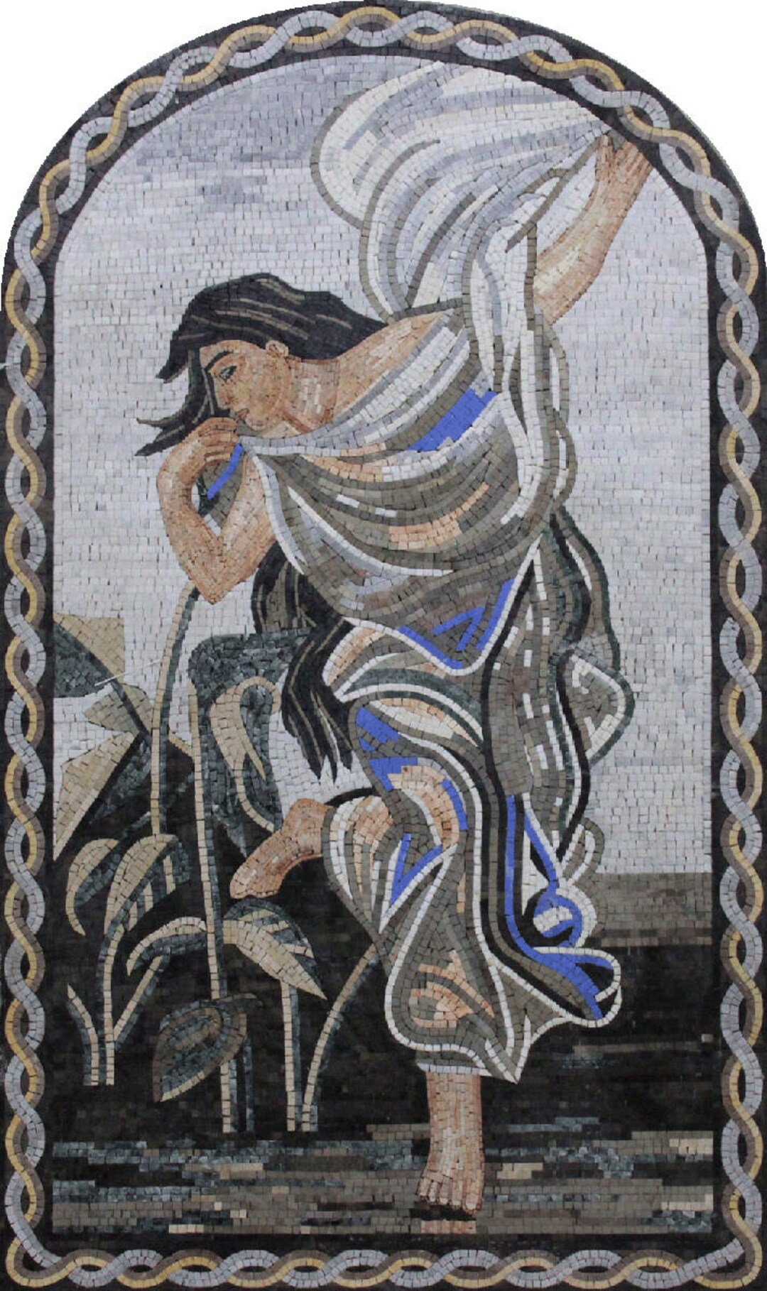 Arch Interlocking ROPE 41x69 Lady Home ORIENTAL DRESS Marble Mosaic ...