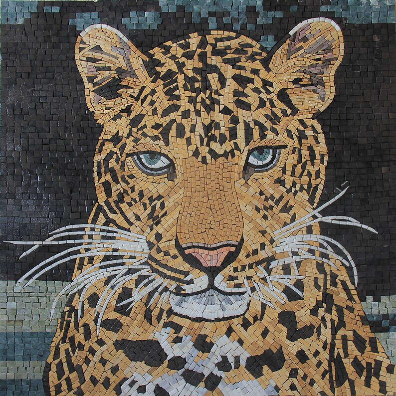 Handmade Wild Leopard Animal Mural Home Decor Art Marble Mosaic AN1254 ...