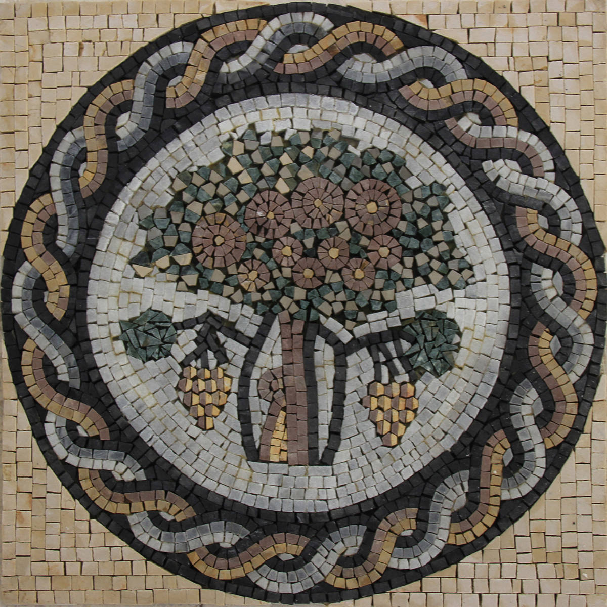 Tree of Life Arbor Tree Floral Grapes 18x18 Decoration Marble Mosaic ...