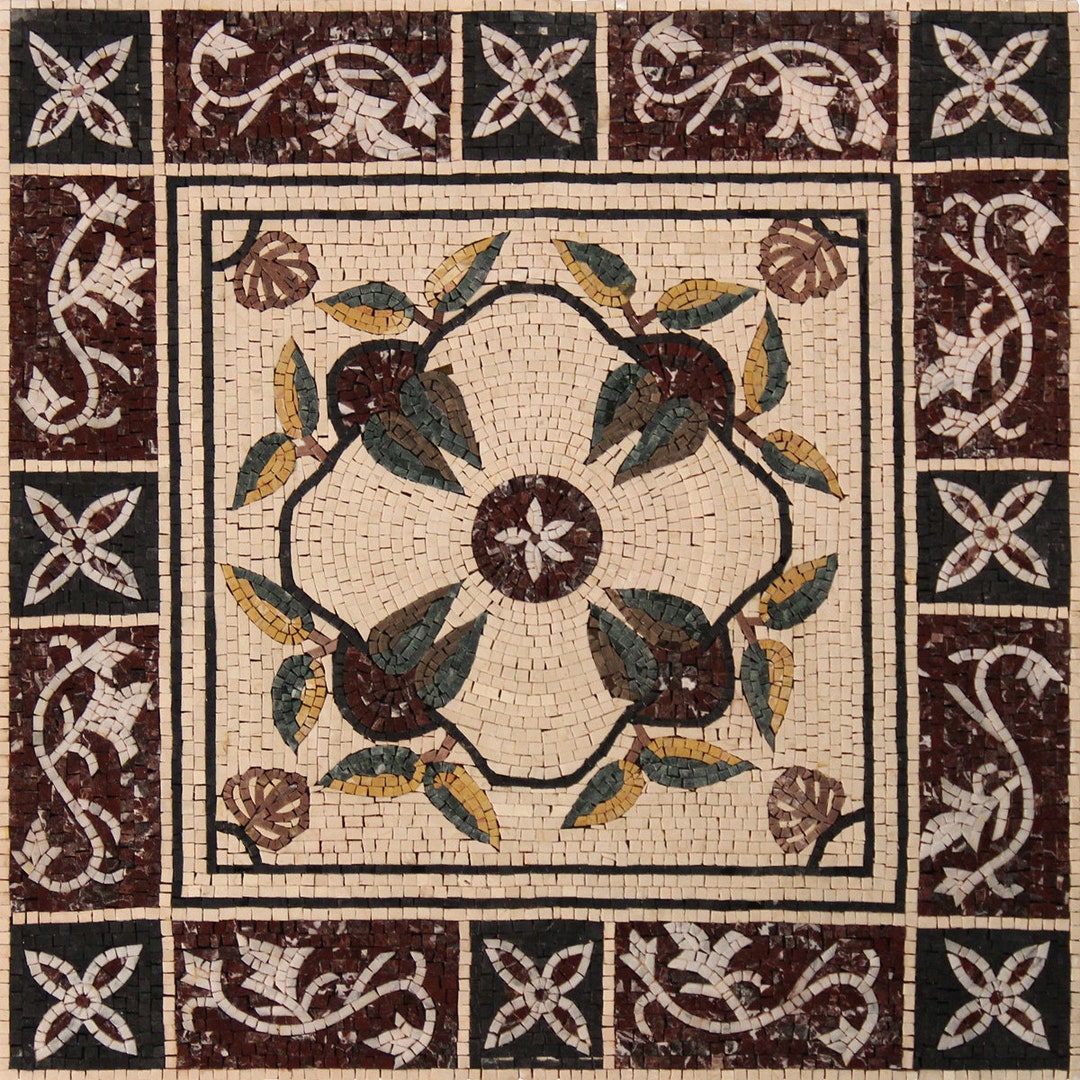 Geometrical Flower Plant ART 35"x35" Tile Stone Marble Mosaic GEO2391 ...