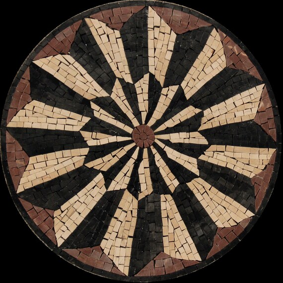 Abstract Round Design Handmade Mural Art Decor Marble Mosaic - Etsy