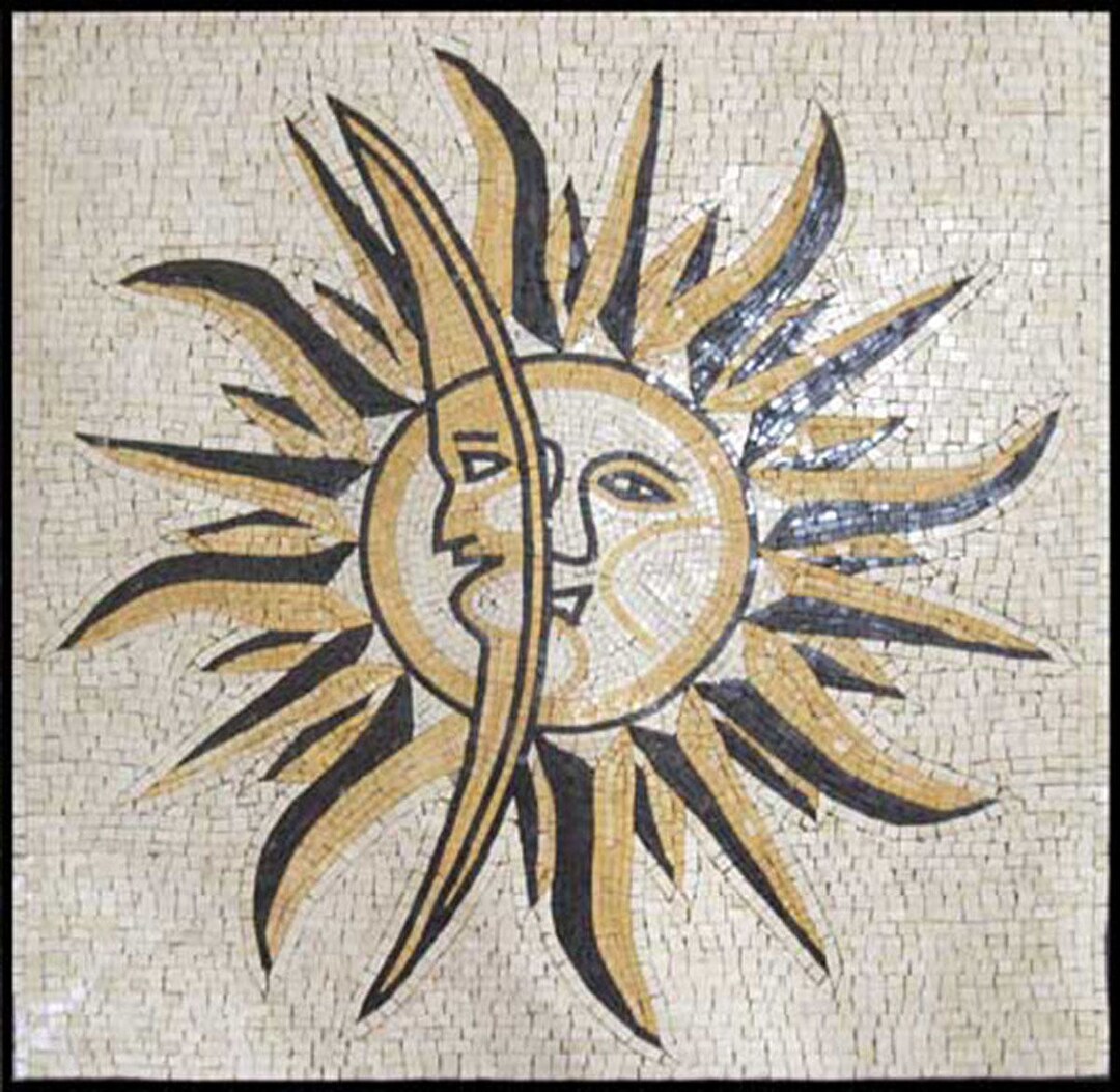 Sun and Moon Central WALL MODEL Art TILE 50"x50" Marble Mosaic GEO2171 ...