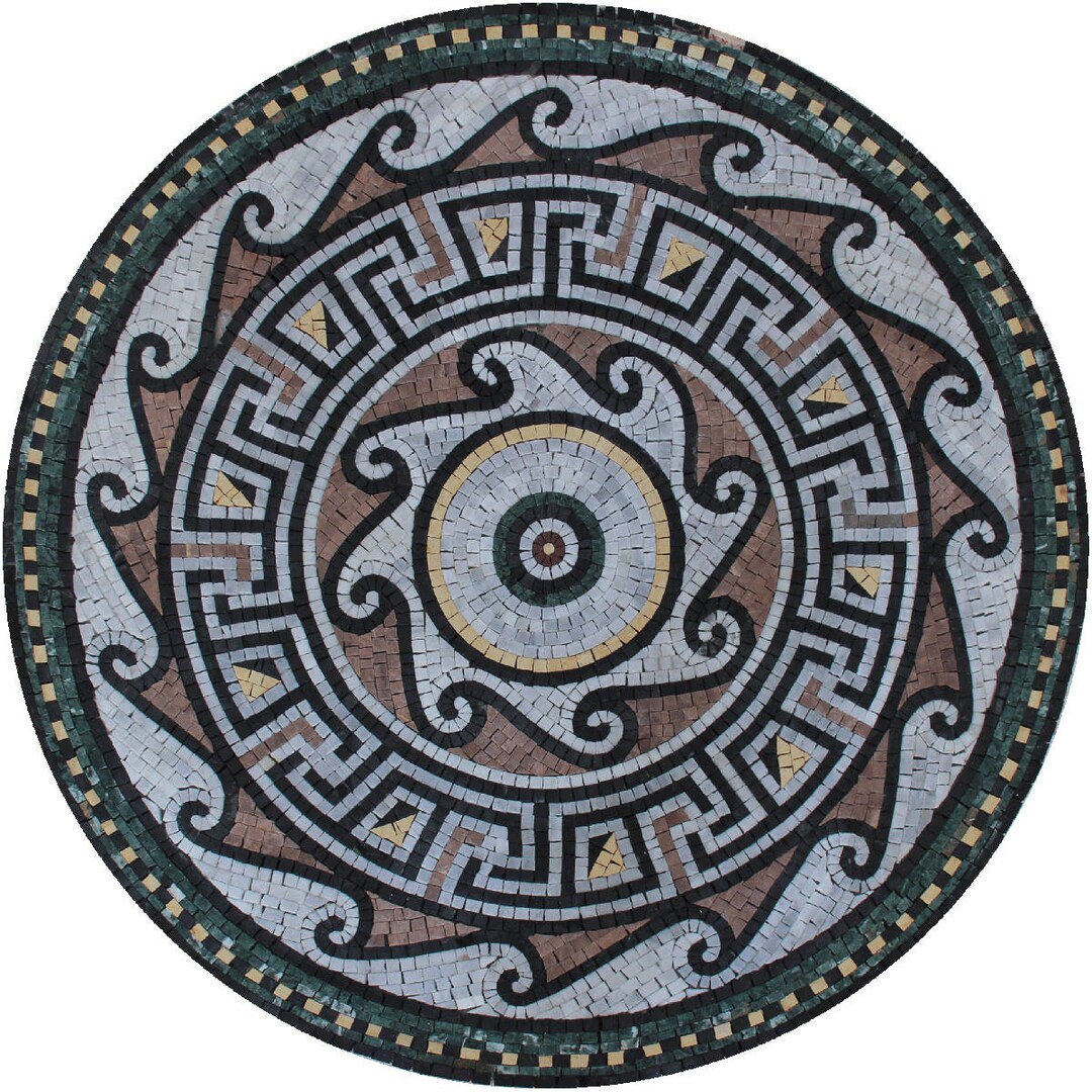 Handmade Handcut 35" Greek Round Motif Home Art Marble Mosaic MD1869 - Etsy