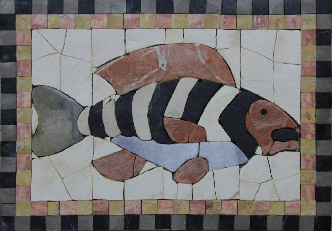 Fish Slate Stone Wall ART TOP Aquarium 17"x12" Decor Marble Mosaic ...