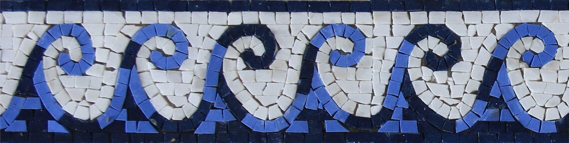 Wavy Border Sea Blue Waves Bathroom Pool Art Design Marble Mosaic BD137 ...