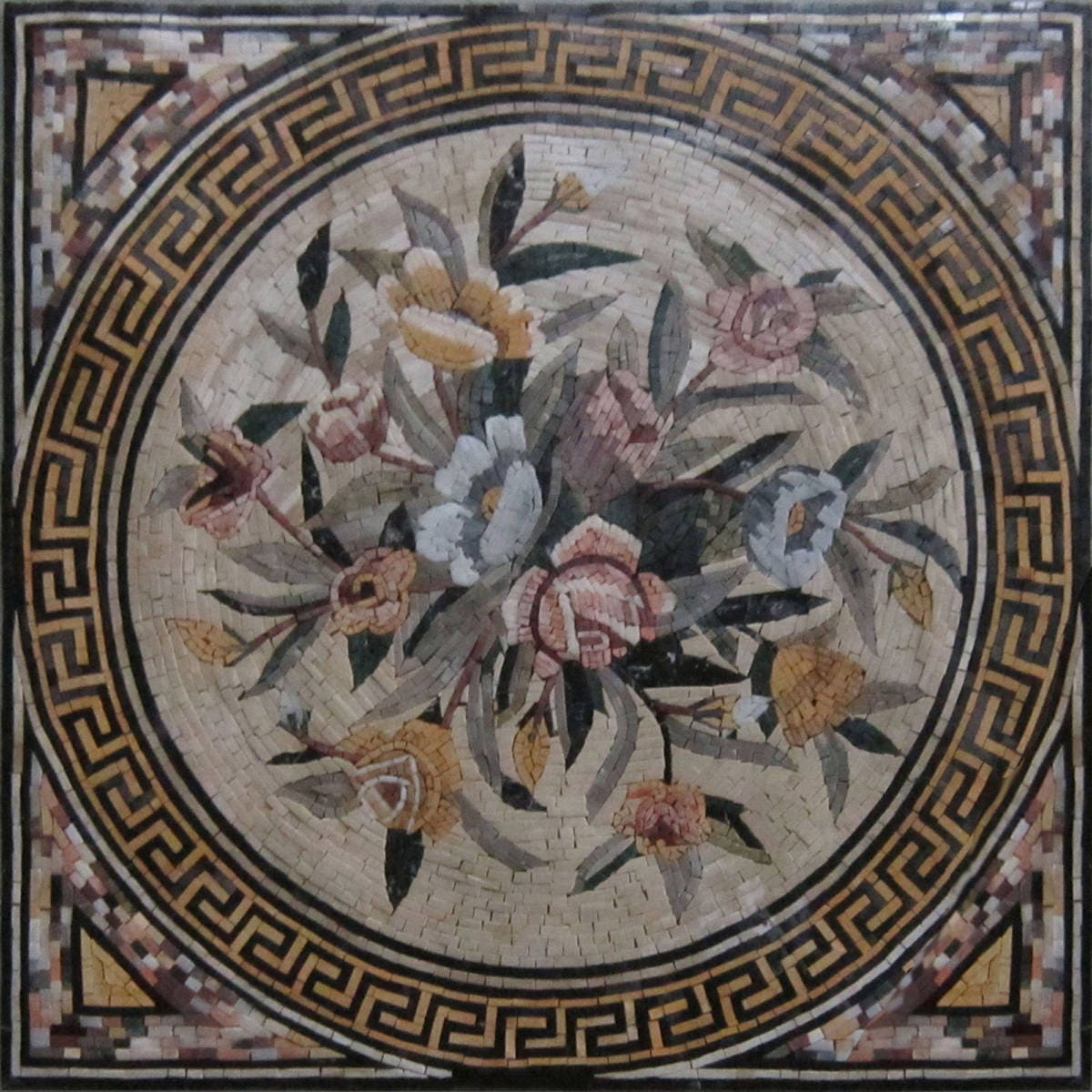 Square Floor Wall Floral Tile RUG 30"x30" Greek Key Case Marble Mosaic ...