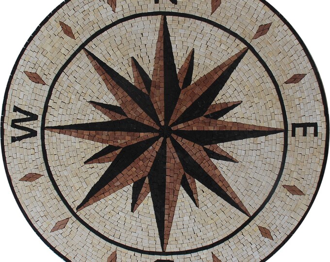 Nautical Compass Sea Navigation Home Art Decor Marble Mosaic MD1199 - Etsy