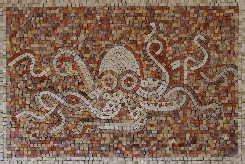 Octopus Ocean Life Marble Mosaic AN925 - Etsy