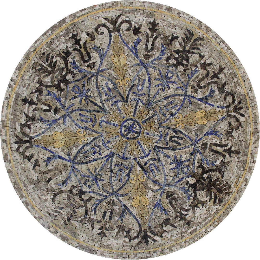 41" Artistic Floral Inlay Art Design Mural Home Decor Marble Mosaic ...