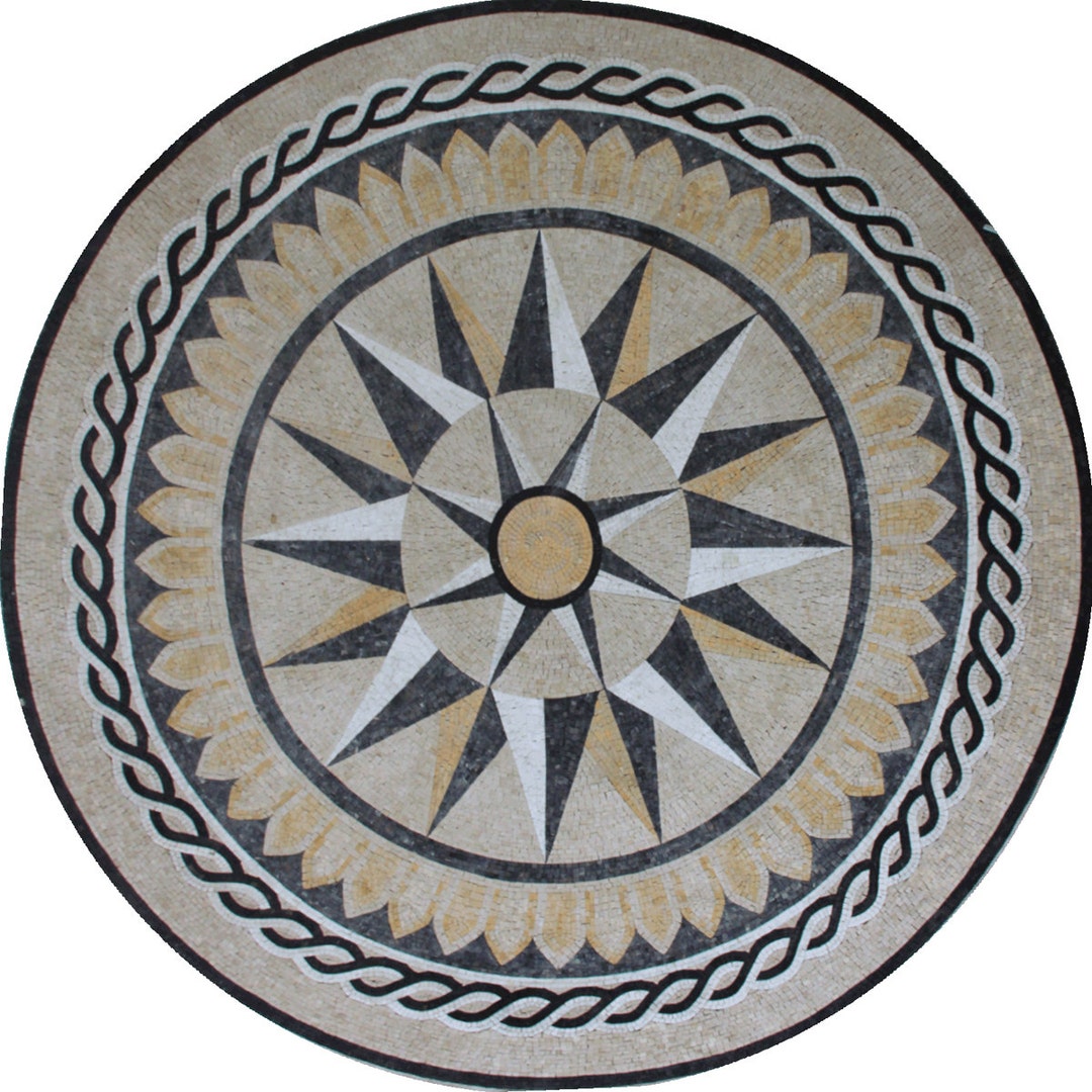 Handmade Simple Chic Compass Earthy Tones Marble Mosaic MD1999 - Etsy
