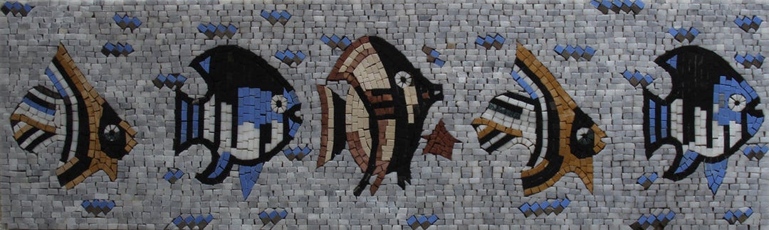 Fish School Handmade Ocean Sensation Listello Design Marble Mosaic ...