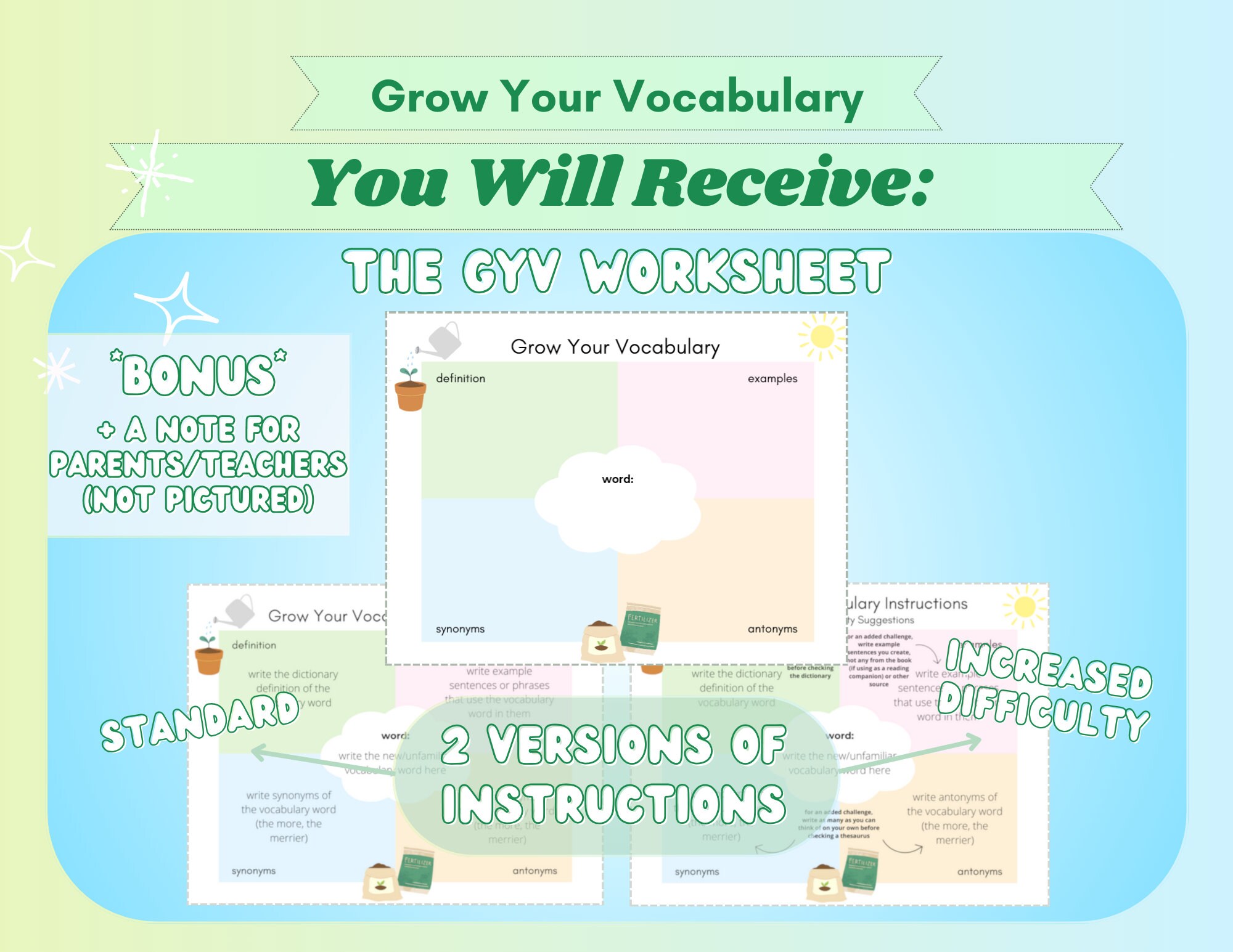 Grow Your Vocabulary (GYV) Worksheet > Visual Vocabulary Organizer for ...