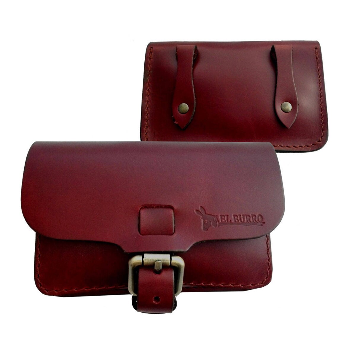 EL BURRO Fuerte Leather Leather Beltbag Belt Bag Belly Bag Bordo Red ...