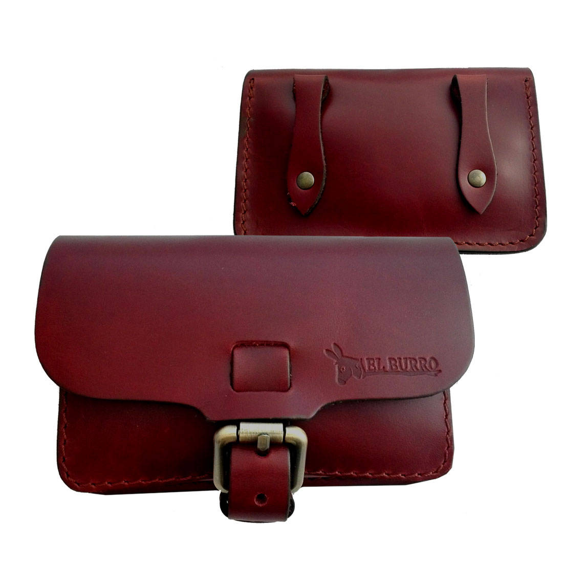 EL BURRO Fuerte Leather Leather Beltbag Belt Bag Belly Bag Bordo Red ...
