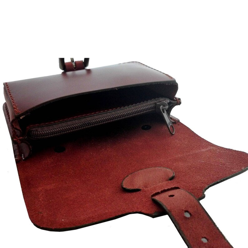 EL BURRO Fuerte Leather Leather Beltbag Belt Bag Belly Bag Bordo Red ...