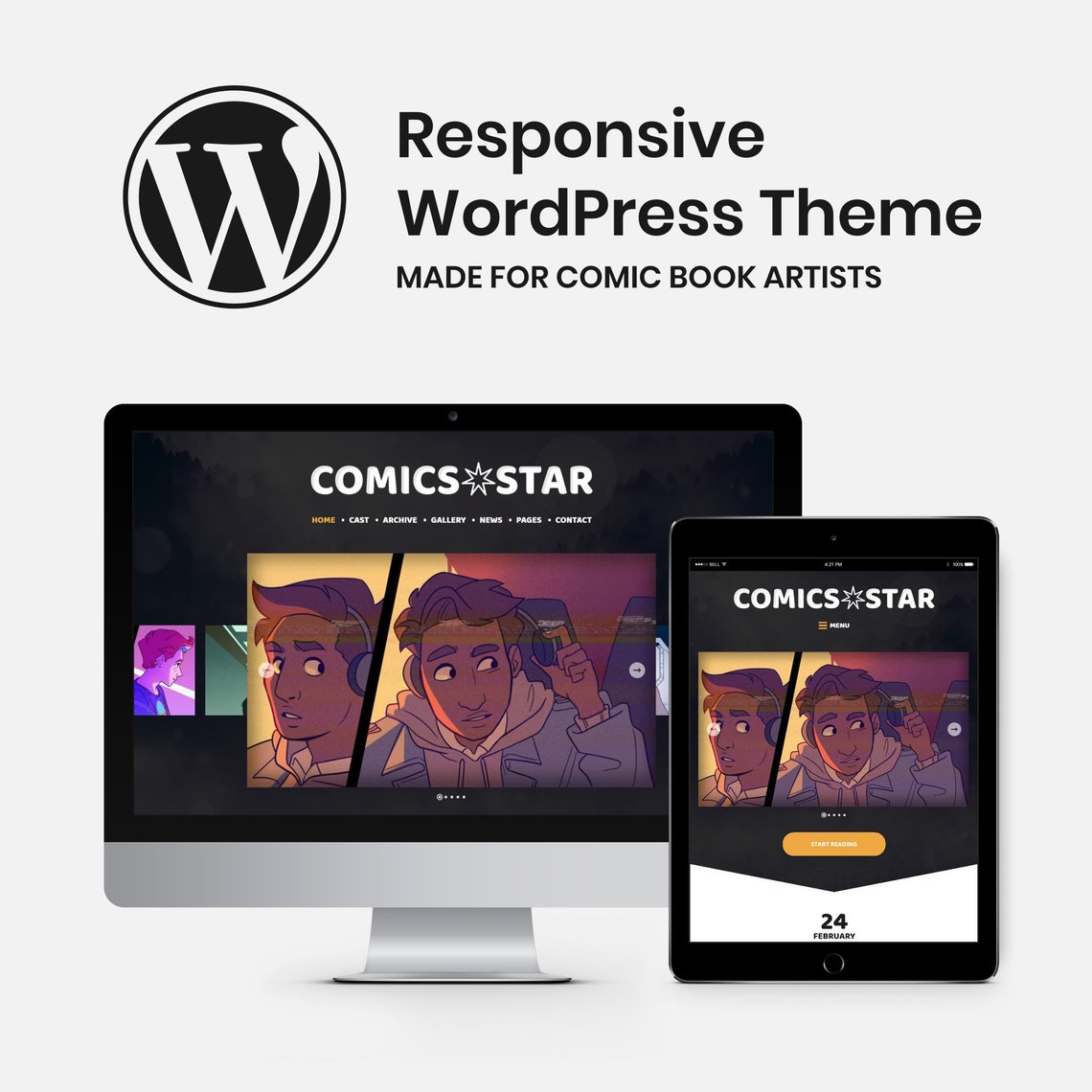 Responsive Wordpress Theme Made for Comic Book Artists - Etsy