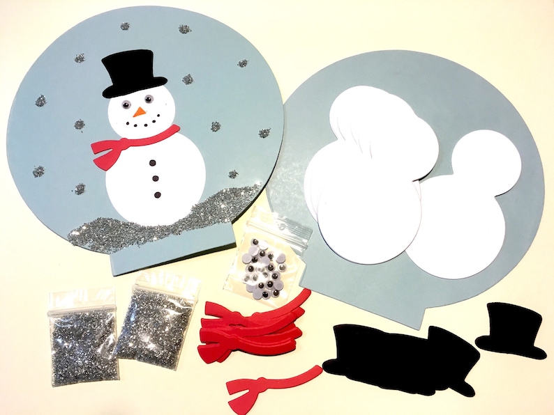 12 Snow Globe Crafts for children. Snowman craft. Winter Paper | Etsy