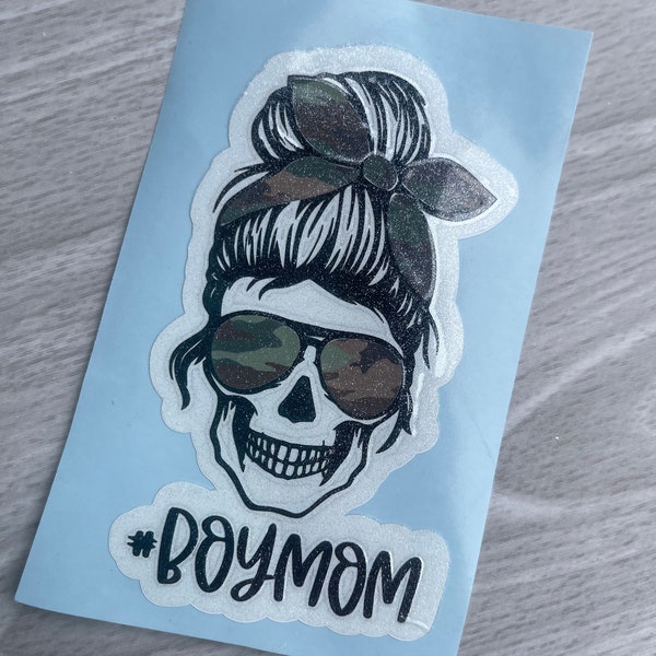 Boy Mom Messy Bun Sticker Decal - Etsy