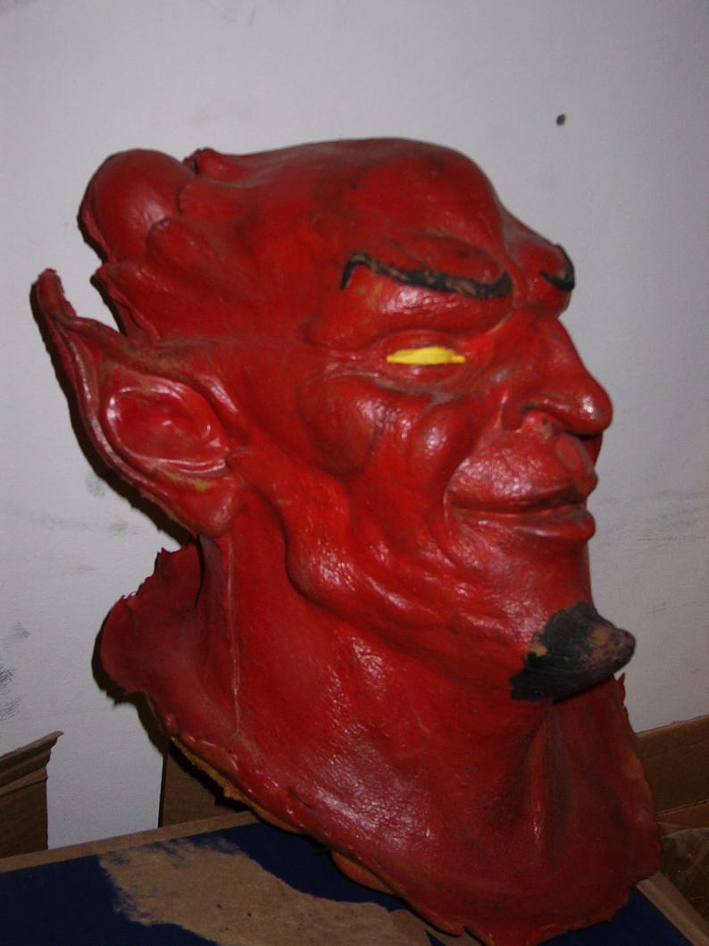 Vintage Collectible "red Devil" Foam Display Bust - Etsy