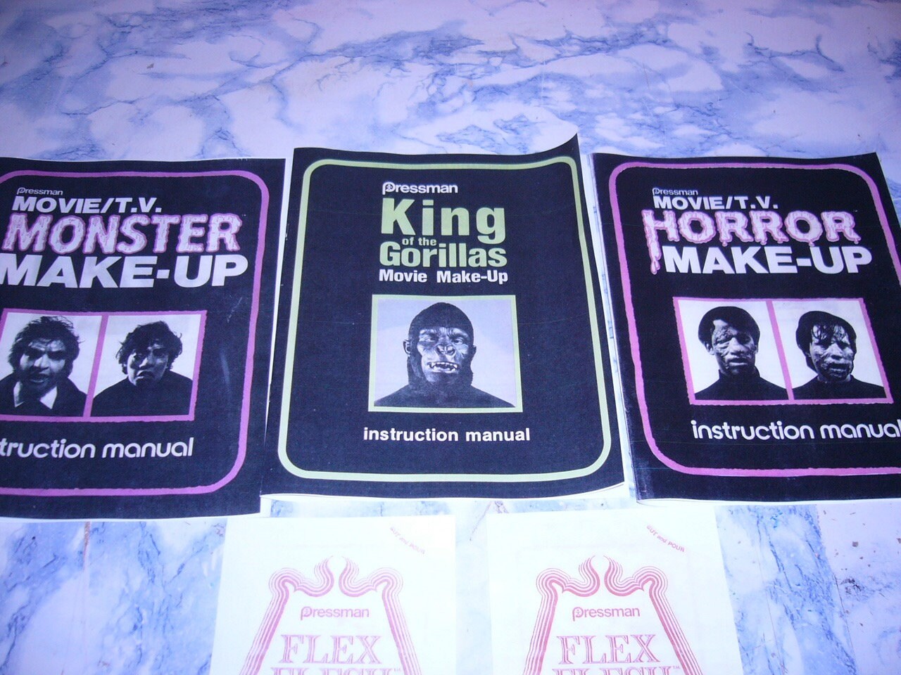 Pressman Monster Make-up Kit Toys Repro Instructions & Flex Flesh Bags ...