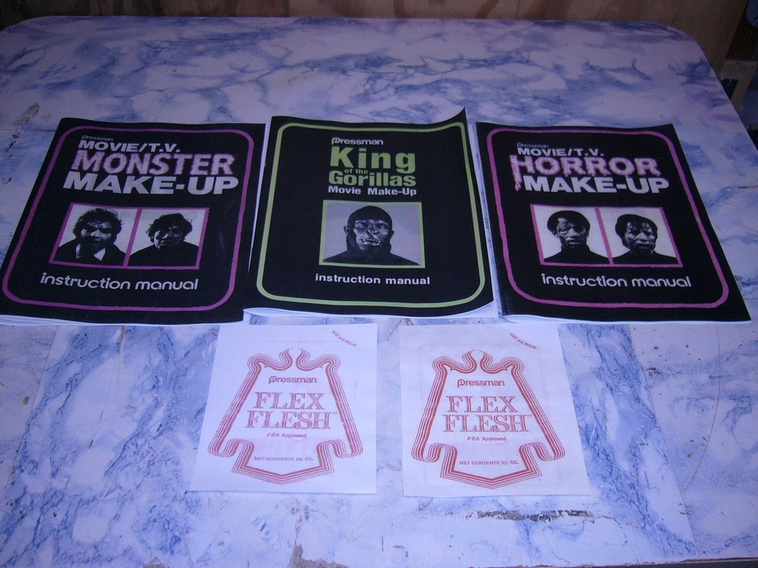 Pressman Monster Make-up Kit Toys Repro Instructions & Flex Flesh Bags ...