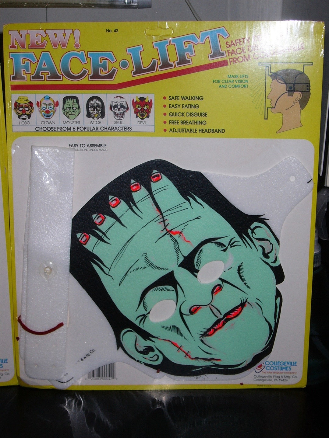 Vintage Halloween "frankenstein" Monster Face-lift Foam Mask - Etsy