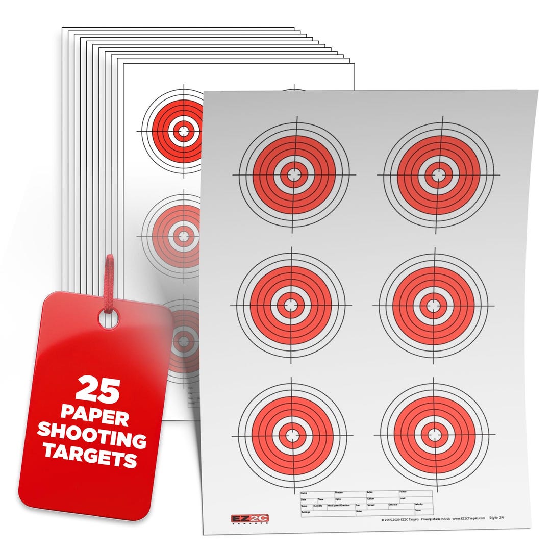 25, 50, 75 Yard Rifle Targets (25 Pack), Long Range Shooting Paper ...