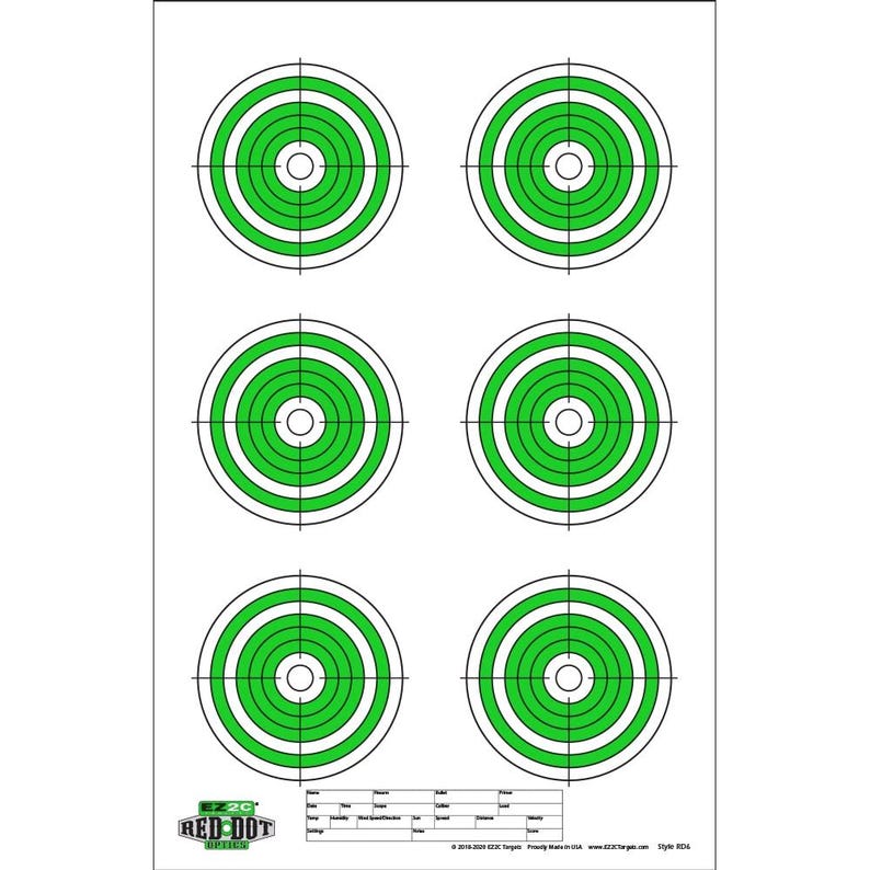 Red Dot Optics Style 6: Six 4' Bullseyes by EZ2C Targets | Paper ...
