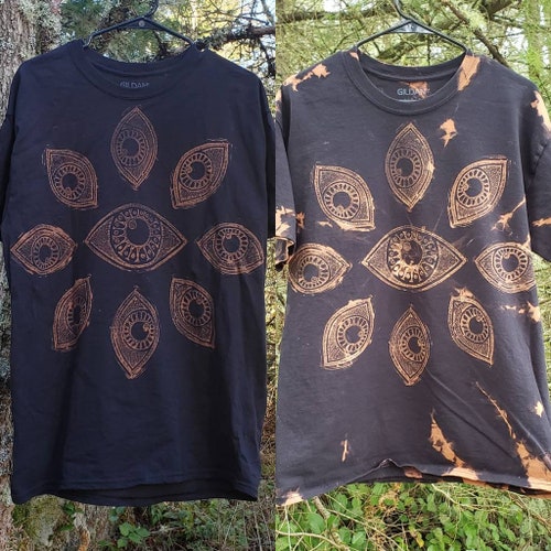 Fall Maple Leaf Bleach Printed Black T-shirt made to Order - Etsy