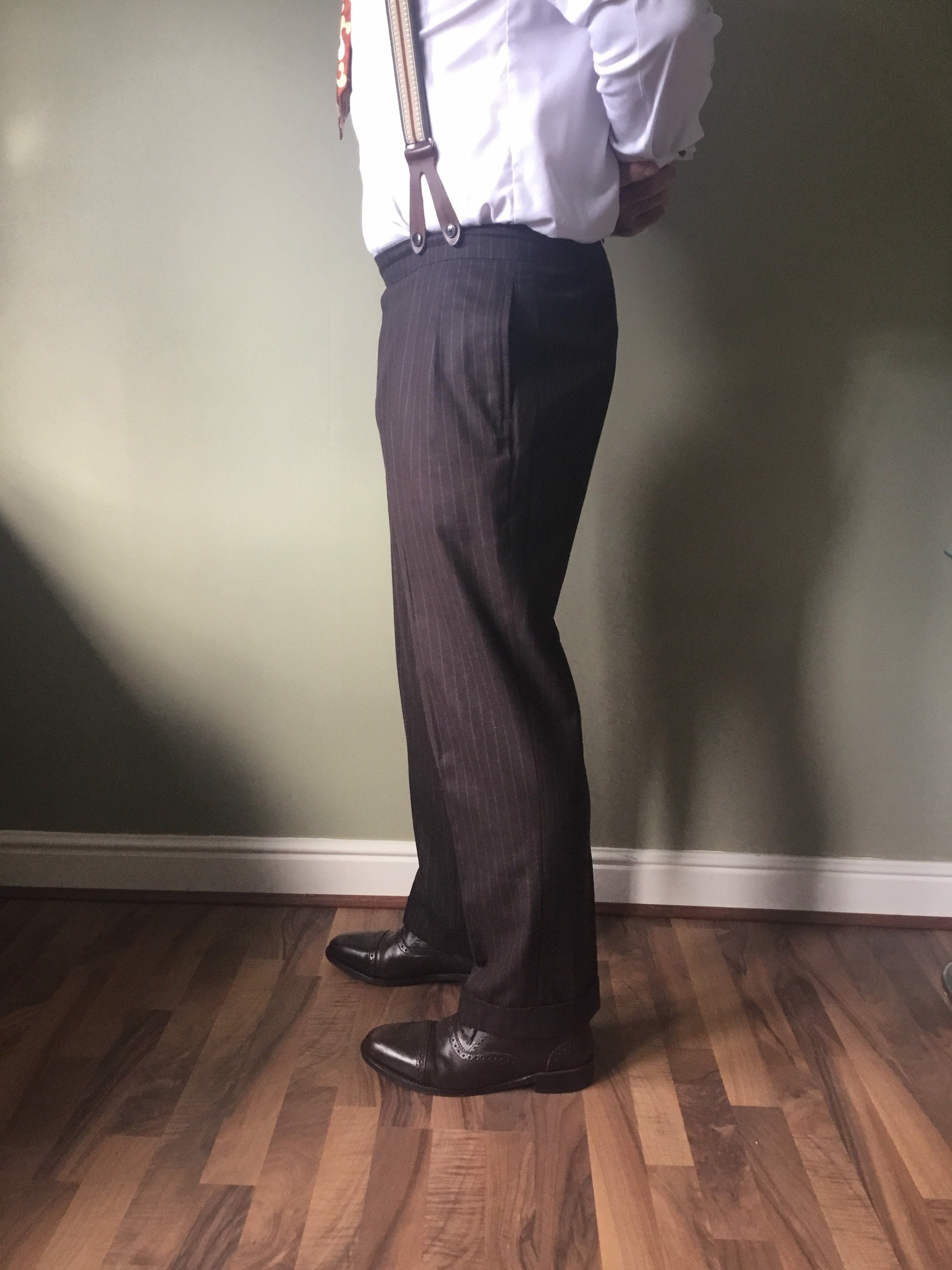 Gents Double Breasted Chocolate Brown Chalk Stripe Flannel CC41 Suit - Etsy