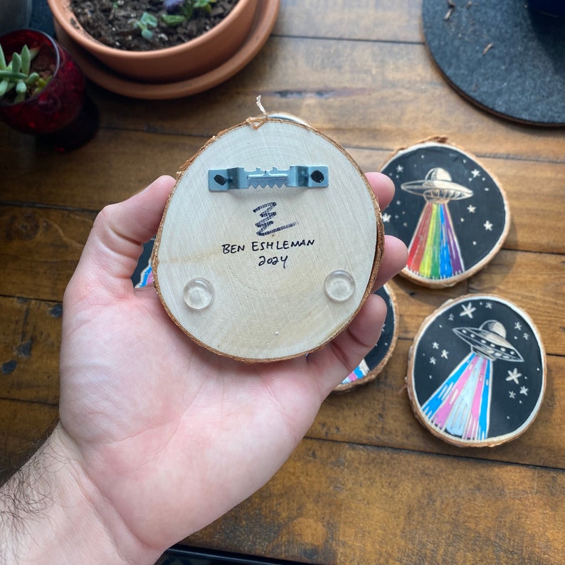 Queer UFO Woodcut Wall Hanging Hand Carved Birch Round LGBTQ Gay ...