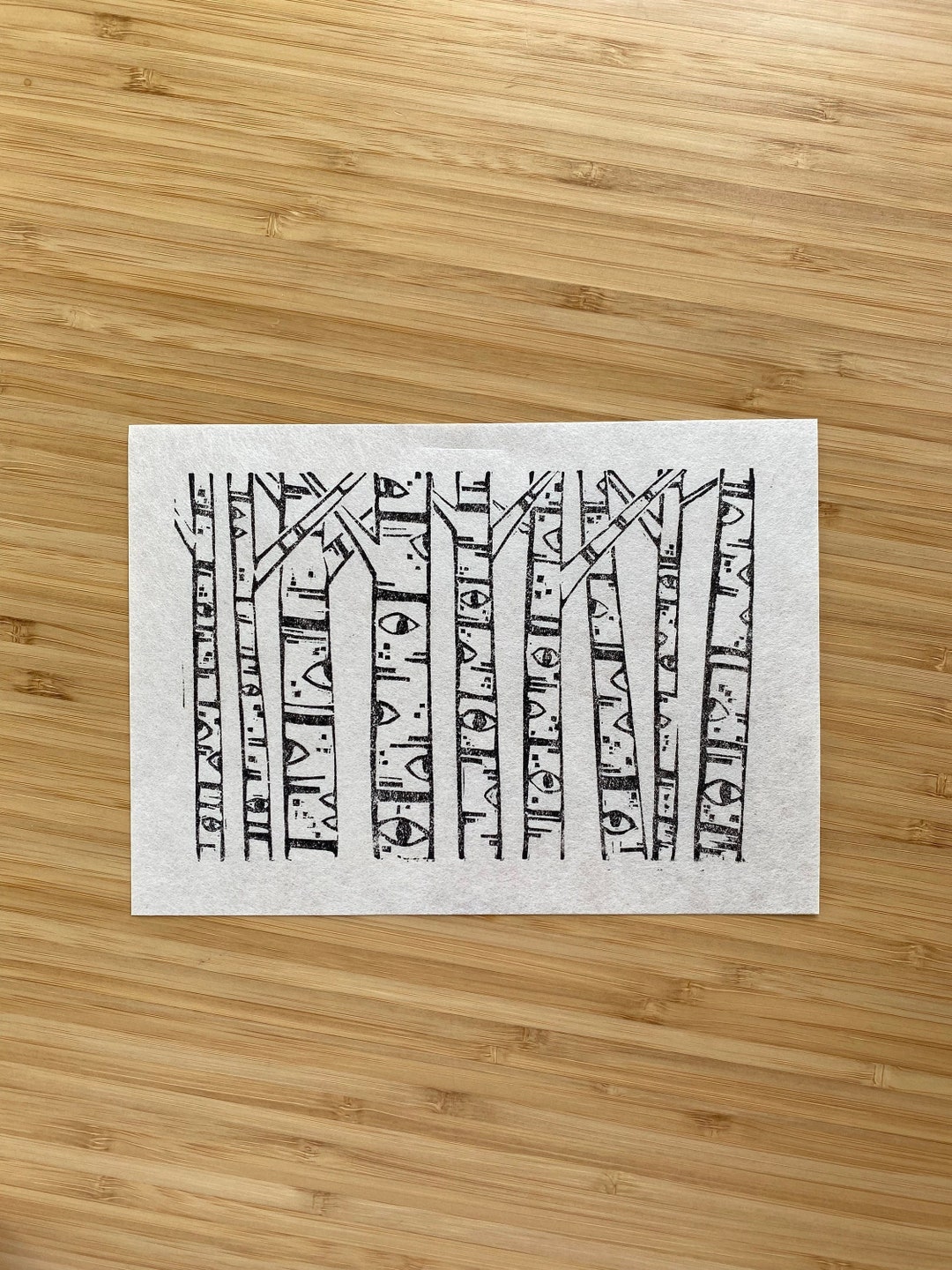 Strange Forest | Original Linocut Print | Aspen | Birch | Weird ...