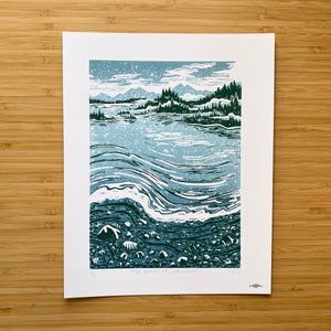 The Clouds in Washington | Linocut Reproduction Print | Puget Sound PNW ...