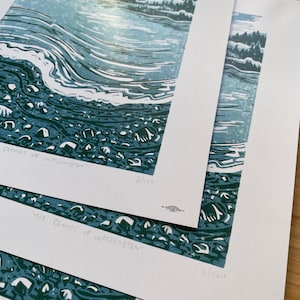 The Clouds in Washington | Linocut Reproduction Print | Puget Sound PNW ...