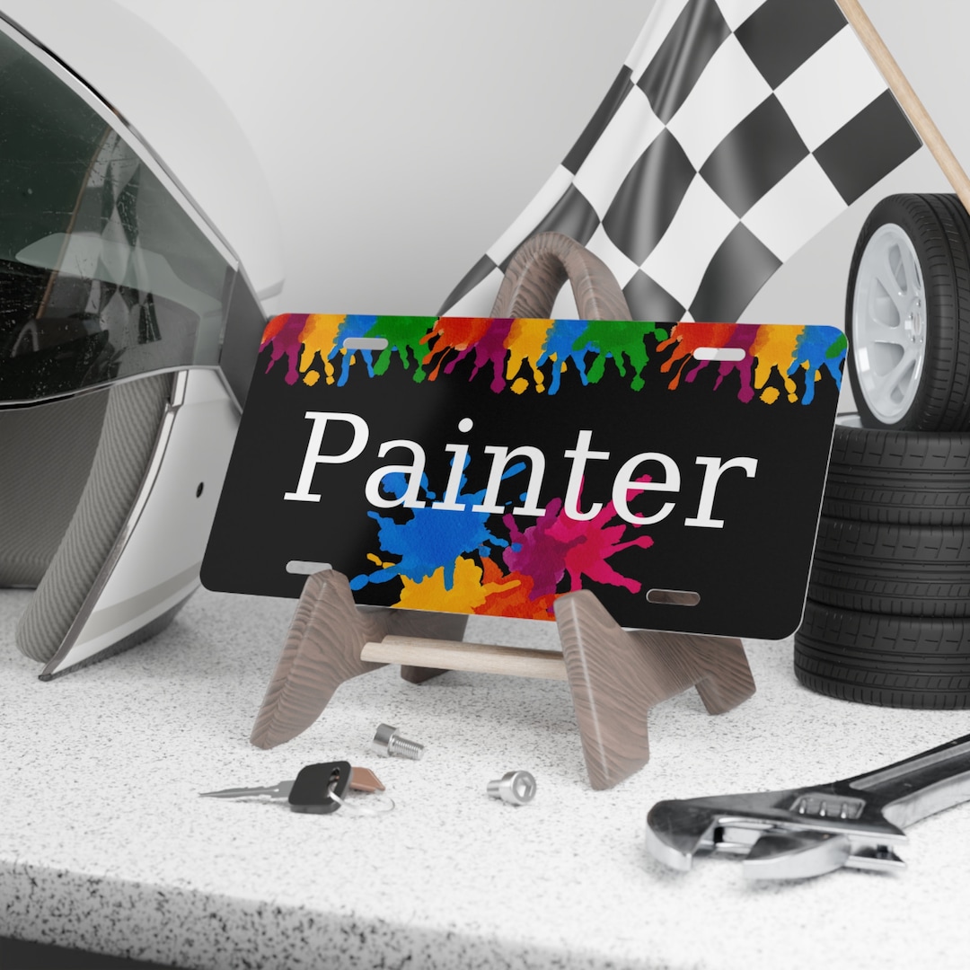Painter Vanity License Plate With Paint Splatter - Etsy