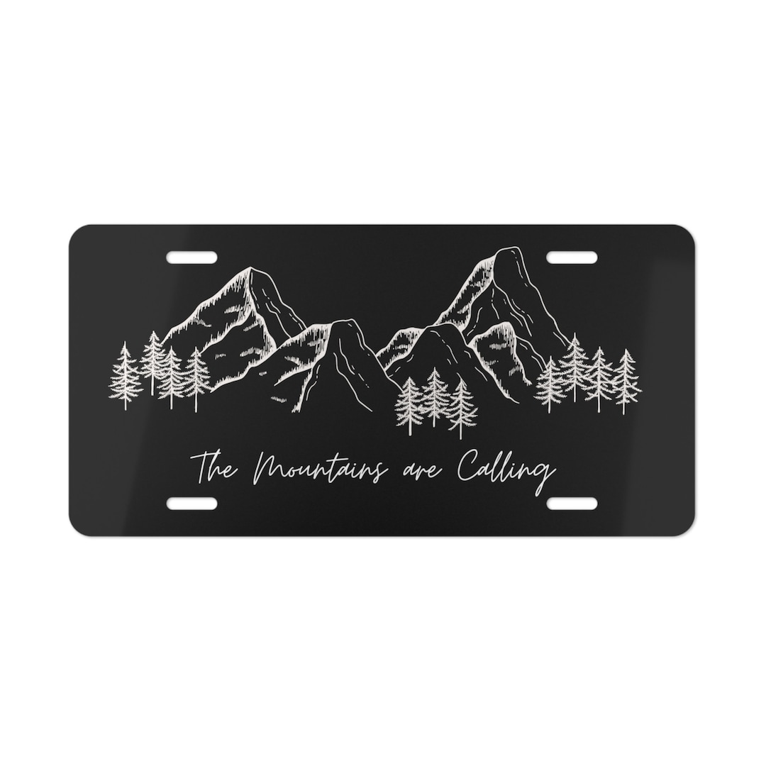 The Mountains Are Calling License Plate Black and White - Etsy