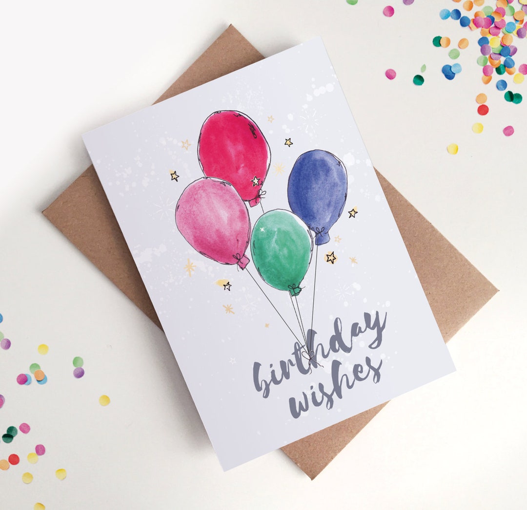 Birthday Balloons Card - Birthday Wishes, Gender Neutral, Unisex, 30th ...
