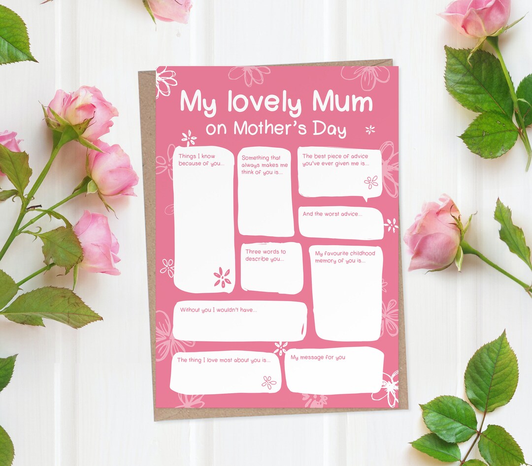 Lovely Mum Mother's Day Card - Fill in the Blanks for Adult Interview ...