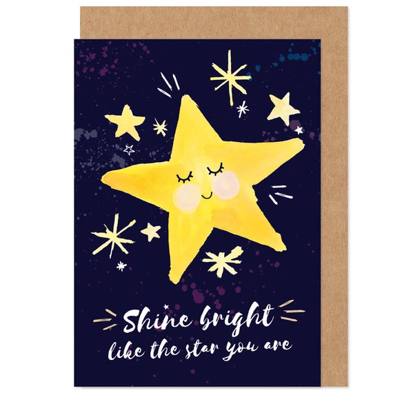 Shine Bright Star Card Positive Motivation Starting | Etsy