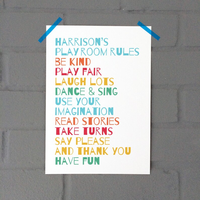 Personalised Play Room Rules Print Custom Nursery Bedroom - Etsy